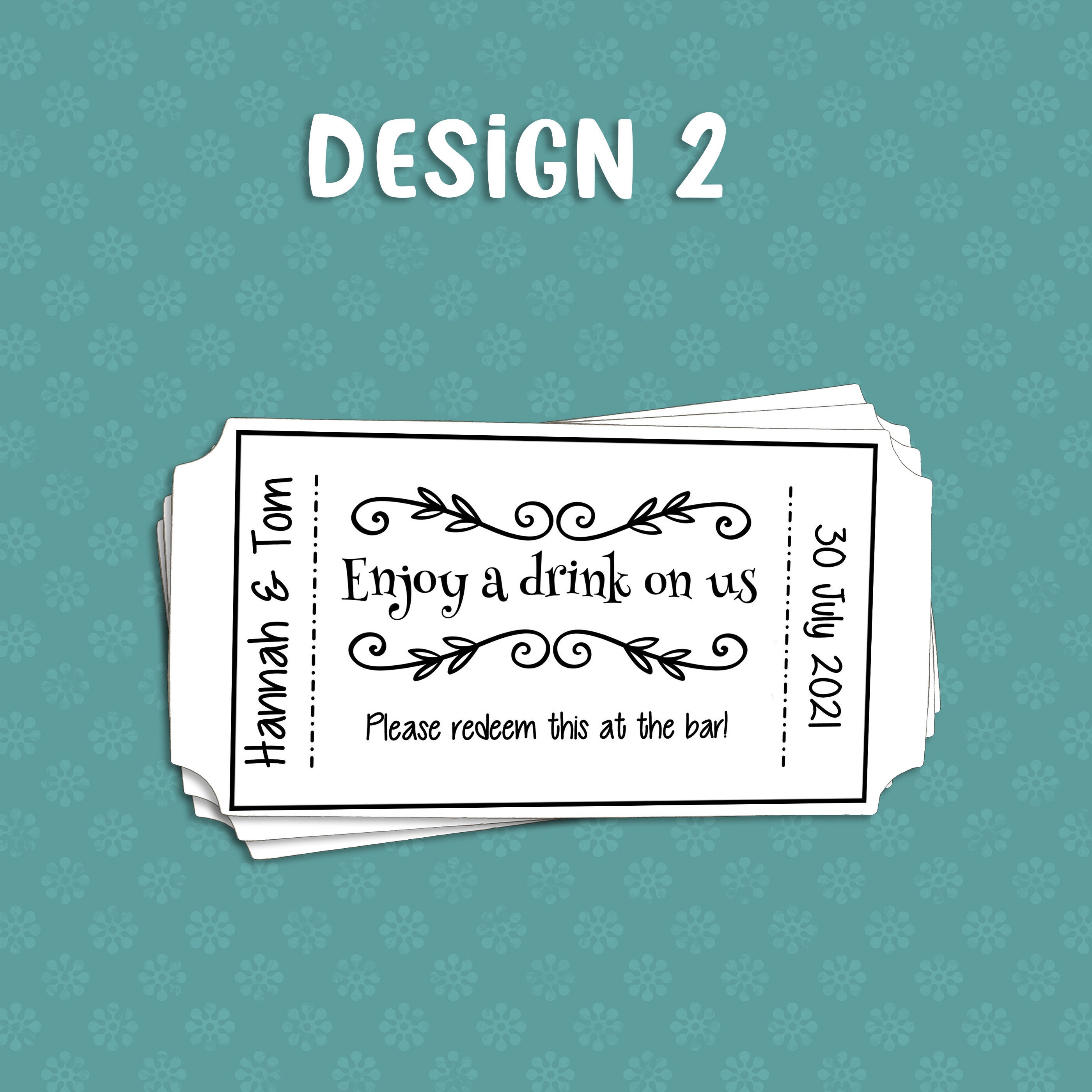 Ticket Style "Free Icecream" Tokens for Weddings/Birthday Parties | 25 ...