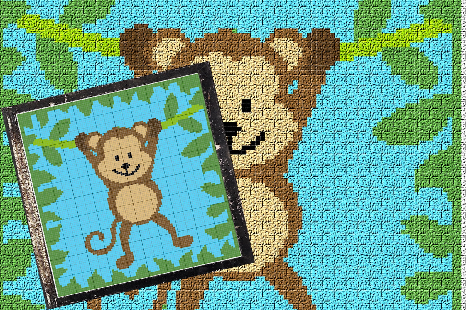 Cheeky Monkey Blanket Throw C2C Graphghan Crochet | Etsy