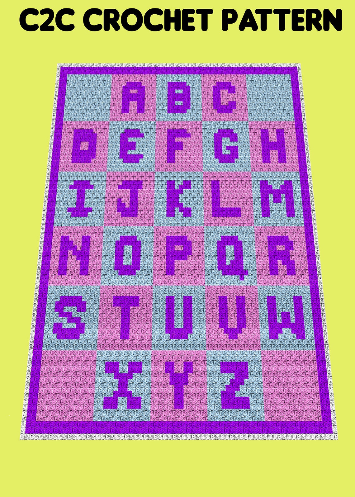 Baby Girl Alphabet Blanket - C2c/graphghan Pattern/chart/graph PLUS ...