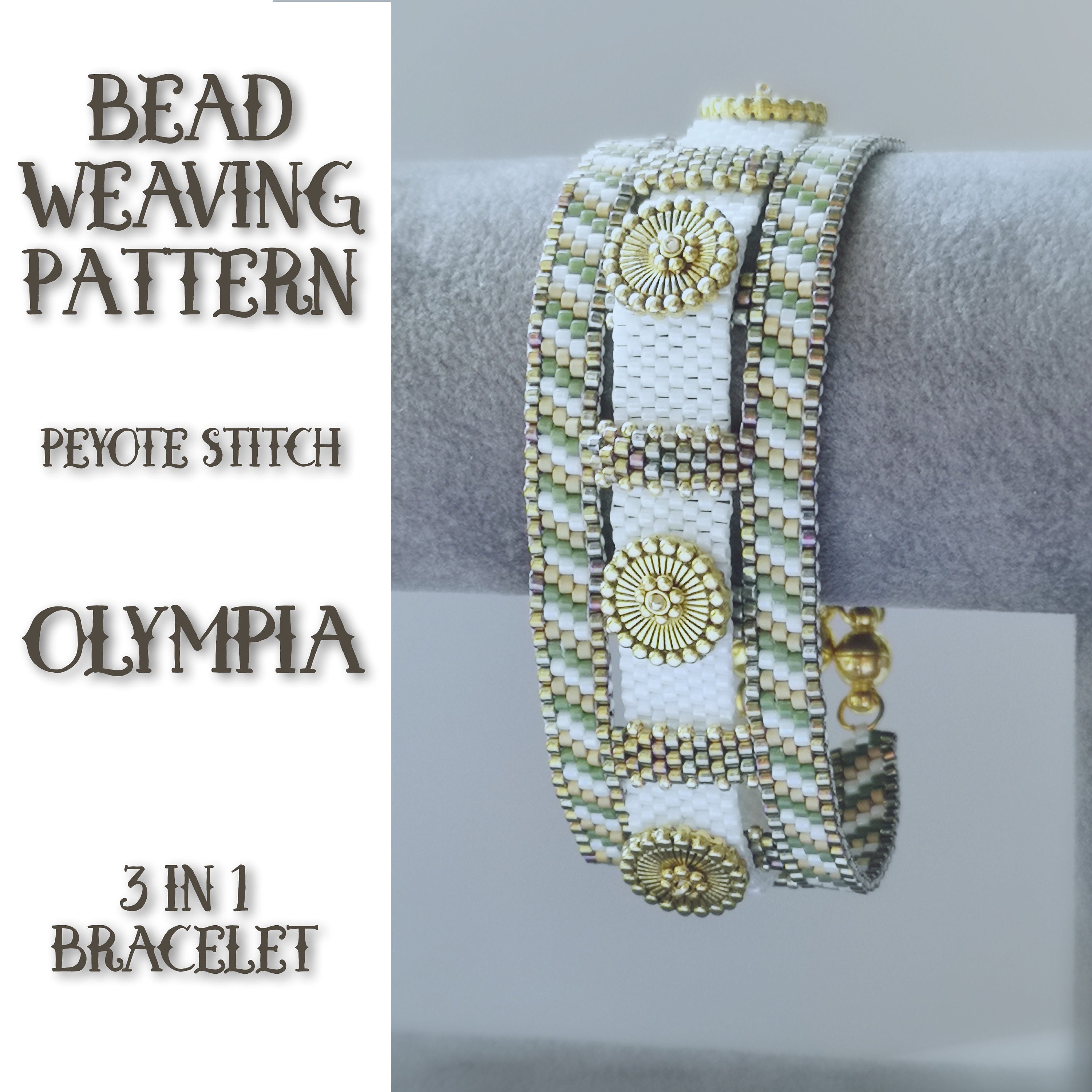 Olympia 2d Peyote Bracelet Pattern Odd Count Peyote Stitch Chart Using ...
