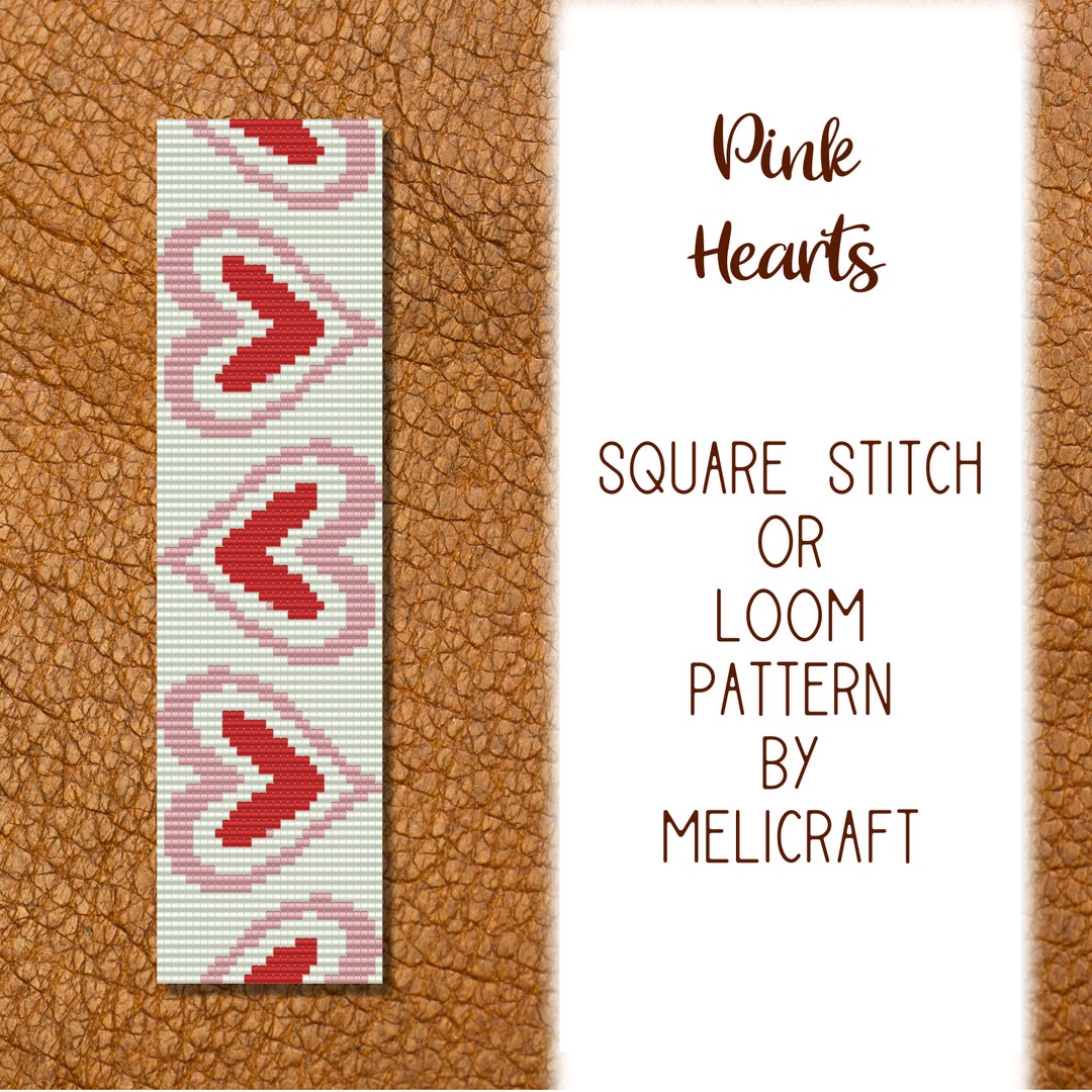 Loom/square Stitch Bracelet Pattern | DIGITAL DOWNLOAD | Pink Hearts - Etsy