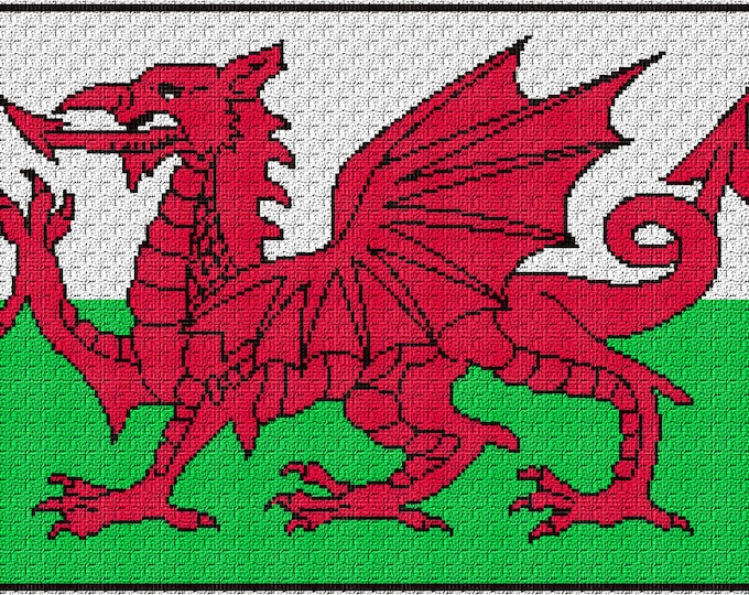 Welsh Flag, Crochet Blanket Pattern, Row by Row, Single Crochet ...