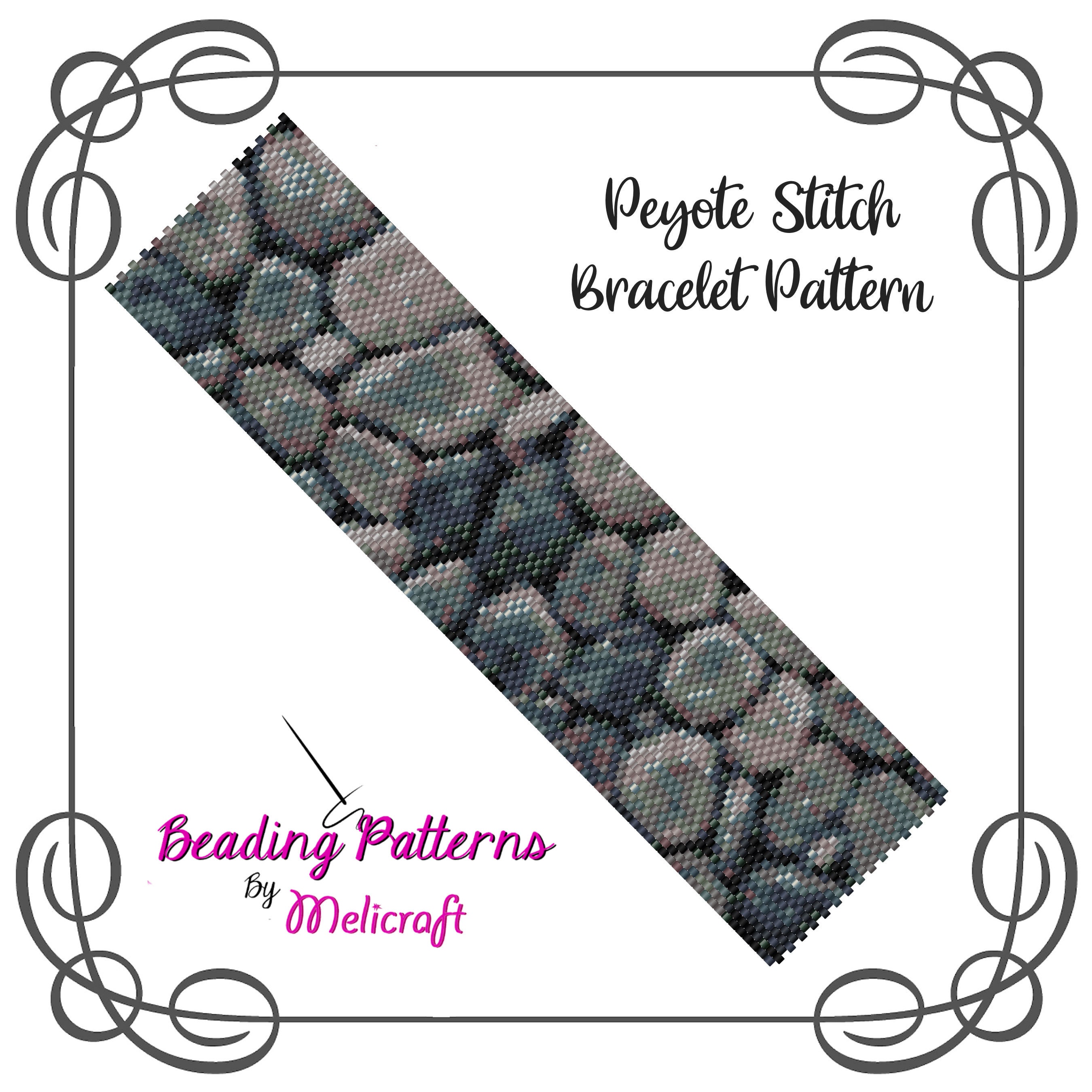 Nature 1 Stones Peyote Bracelet Pattern - Odd Count Peyote Stitch Chart ...