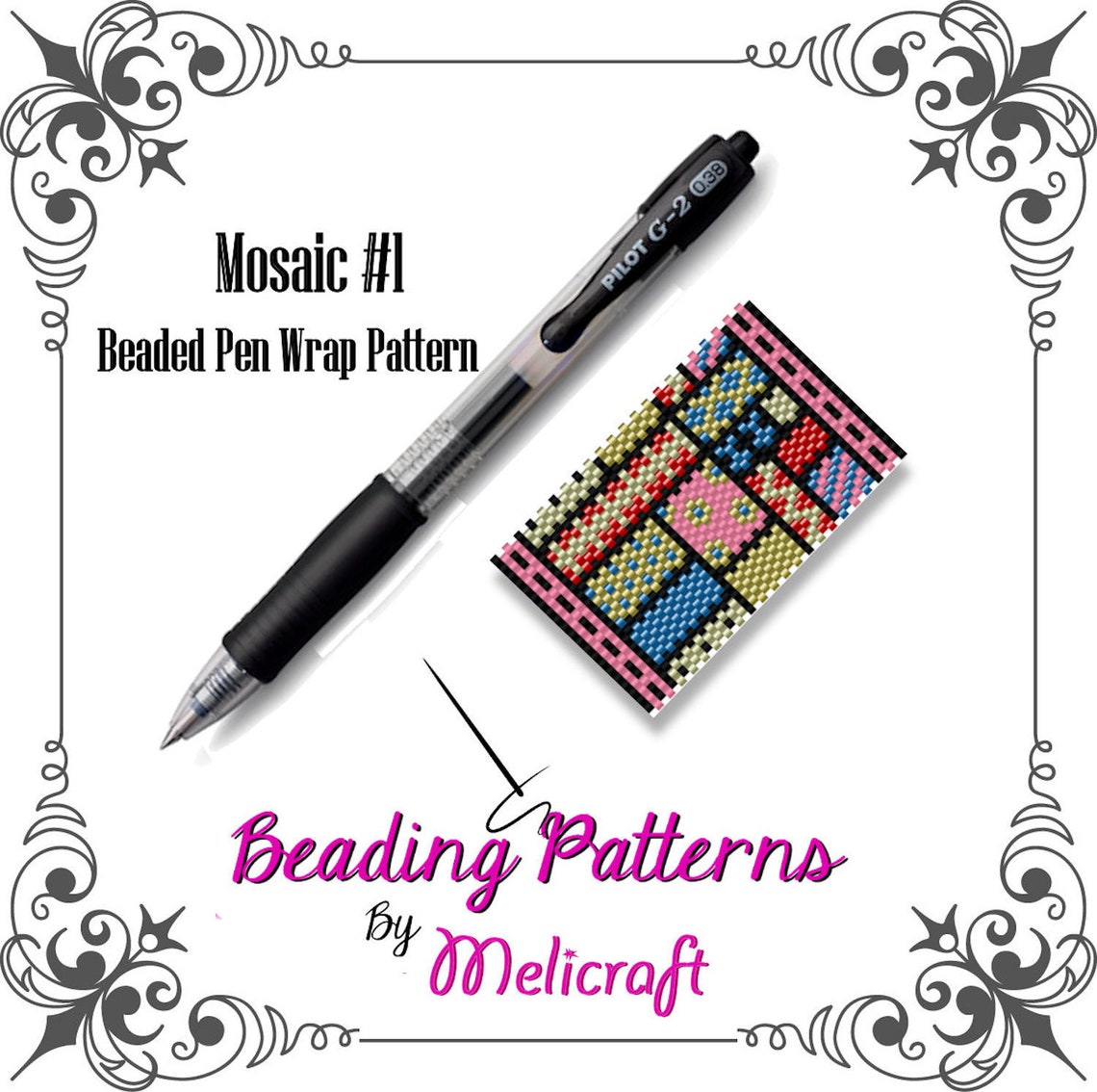 Beaded Pen Wrap Pattern Mosaic 1 Instant Download - Etsy