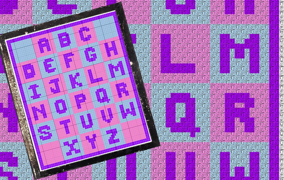 Baby Girl Alphabet Blanket C2c/graphghan Pattern/chart/graph - Etsy