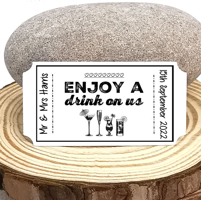 Personalized Wedding Drink Tokens: Ticket Style, 3 Designs (25 per Pack ...
