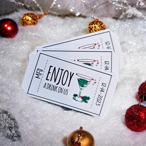 Ticket Style "free Drink" Tokens for Your Christmas Party | Christmas ...