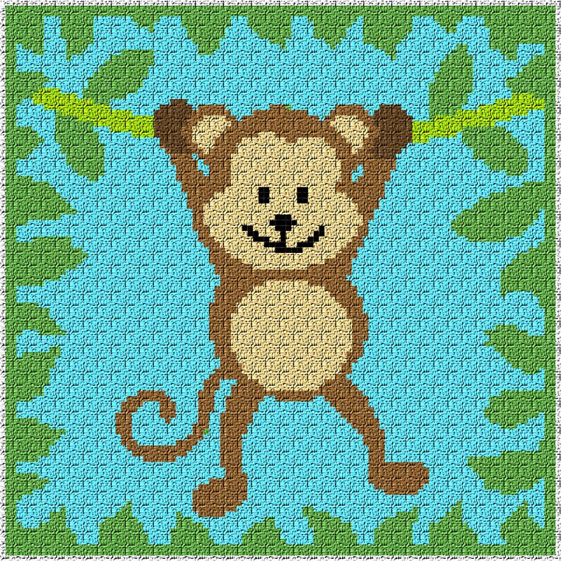 Cheeky Monkey Blanket Throw C2C Graphghan Crochet - Etsy
