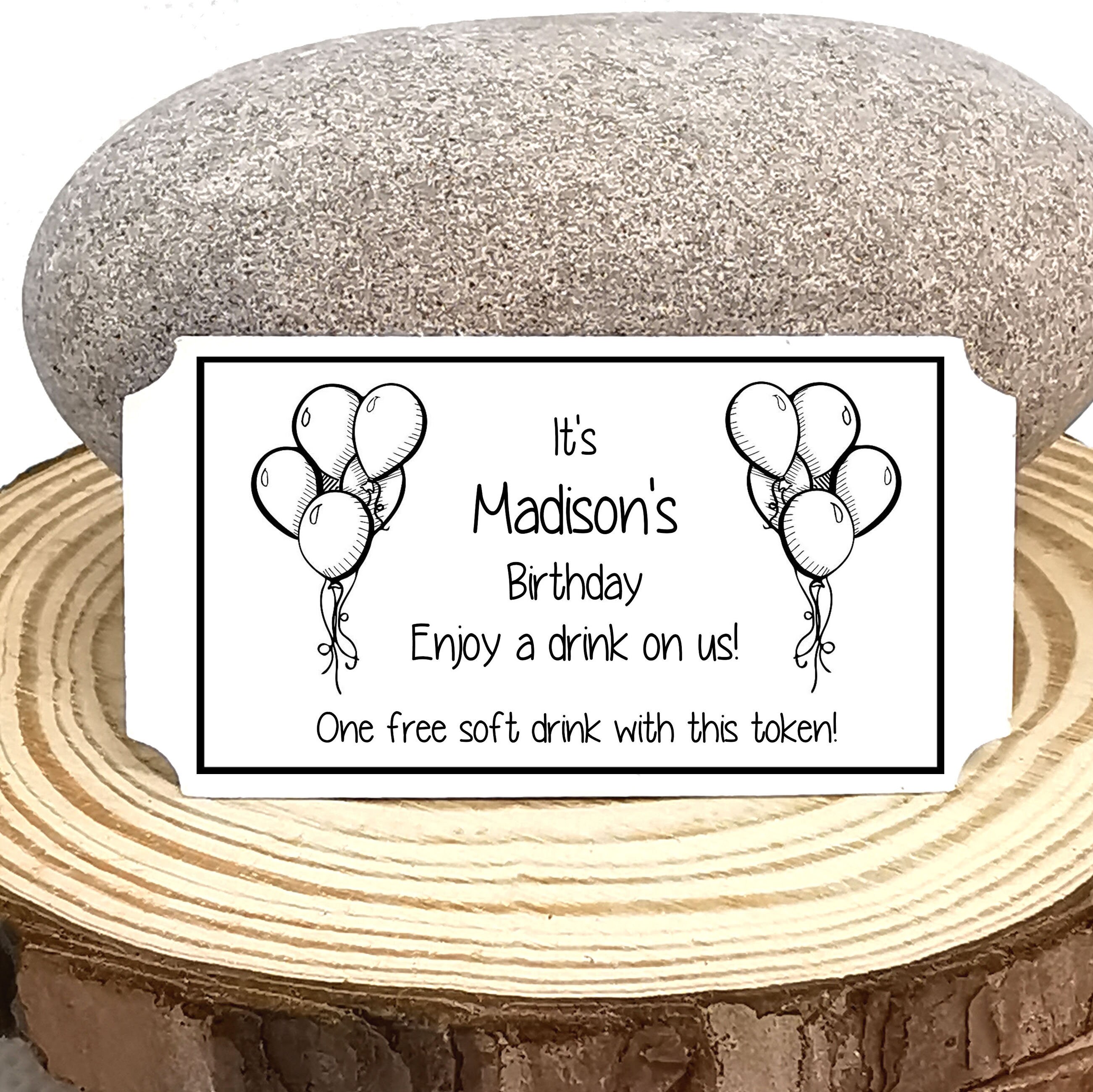 Ticket Style "Free Soft Drink" Tokens for Weddings and Parties - 3 ...