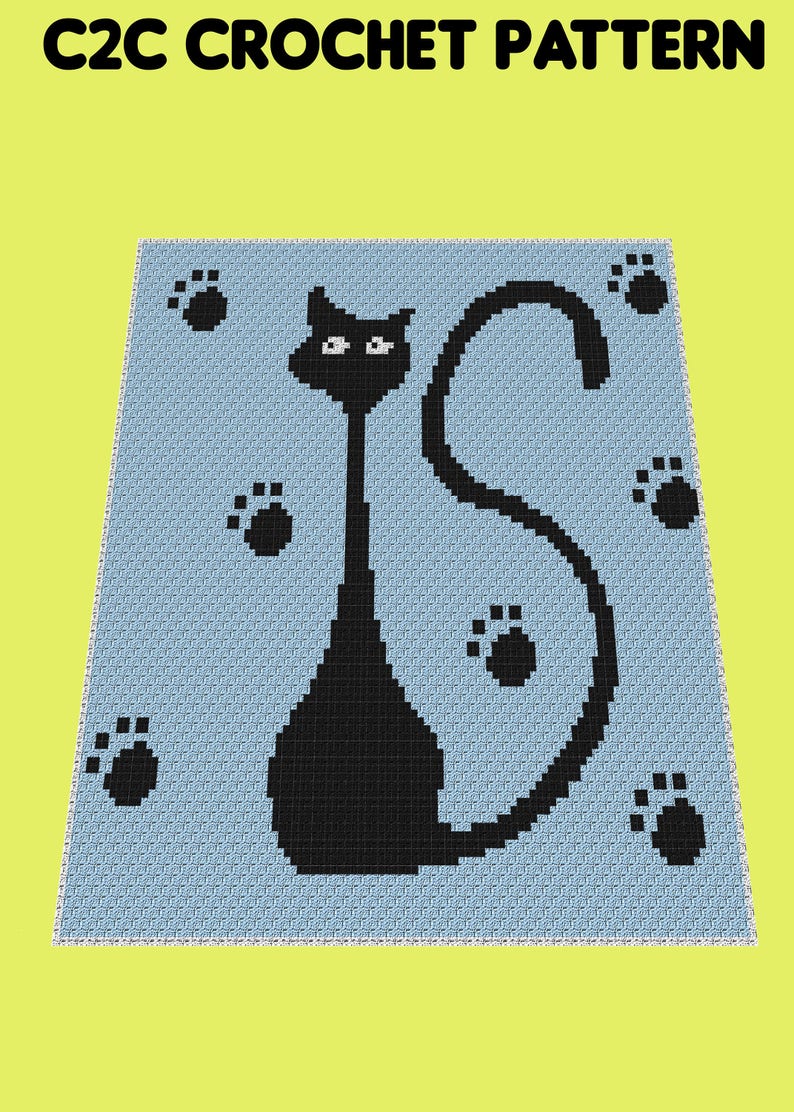 Whimsey Cat 001 Blanket C2C Crochet Pattern/chart/graph PLUS - Etsy