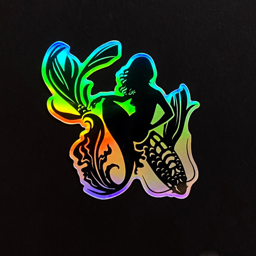 Holo Sticker koi Mermaid, Holographic Die-cut Vinyl Decal for Laptop ...