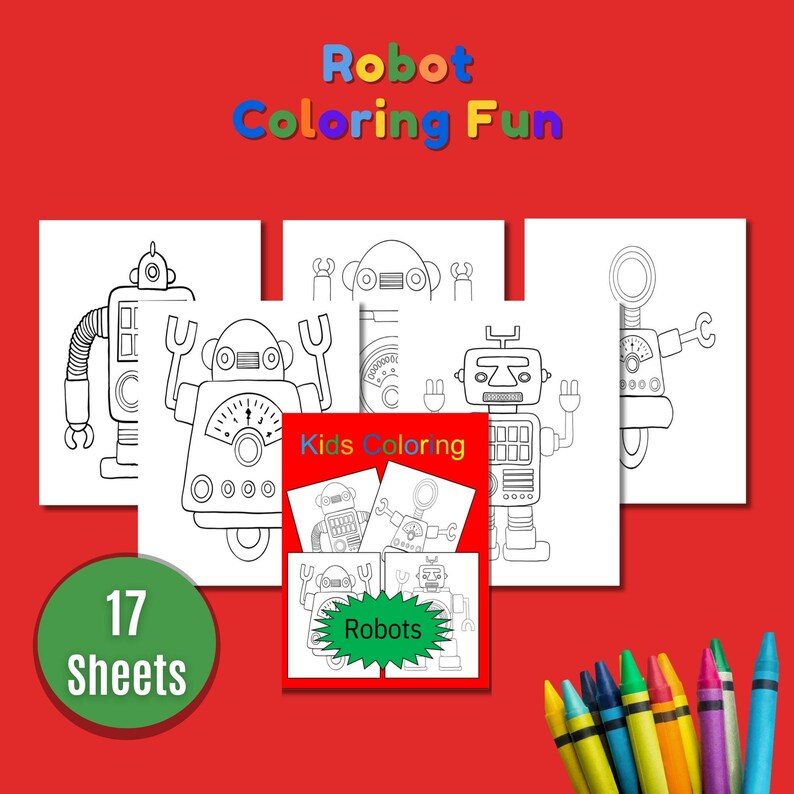 Robot Coloring Pages – 17 Printable Sheets for Kids - Etsy