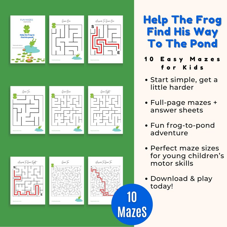 Frog in the Pond – Printable Kids Maze Activity - Etsy