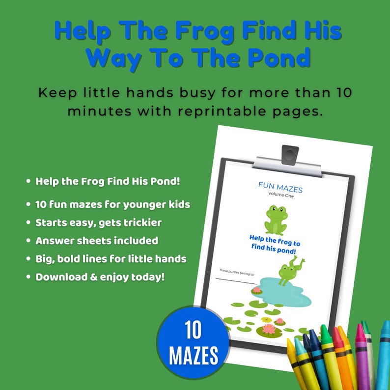 Frog in the Pond – Printable Kids Maze Activity - Etsy