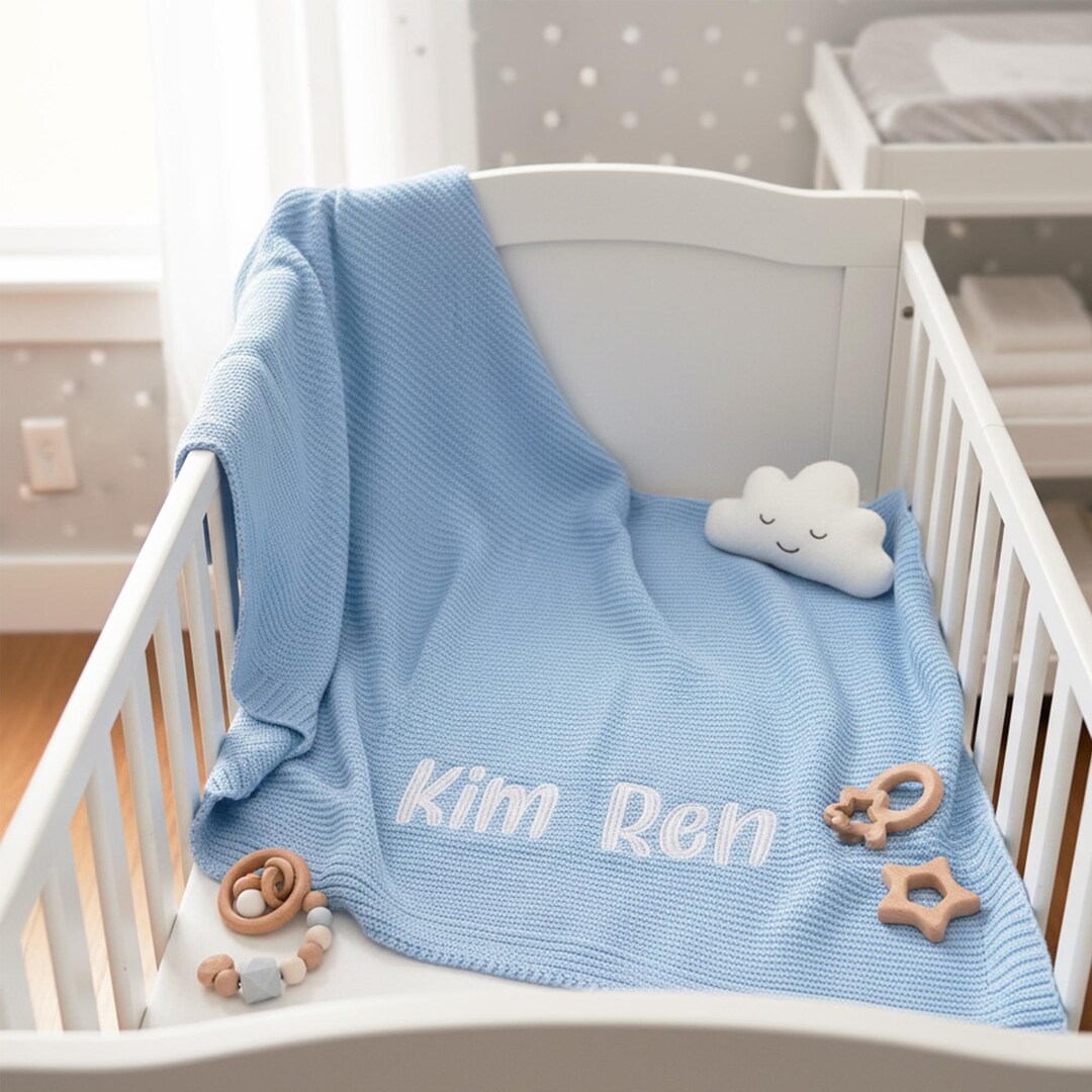 Personalized Name Baby Blankets, Embroidered Newborn Swaddle, Custom ...
