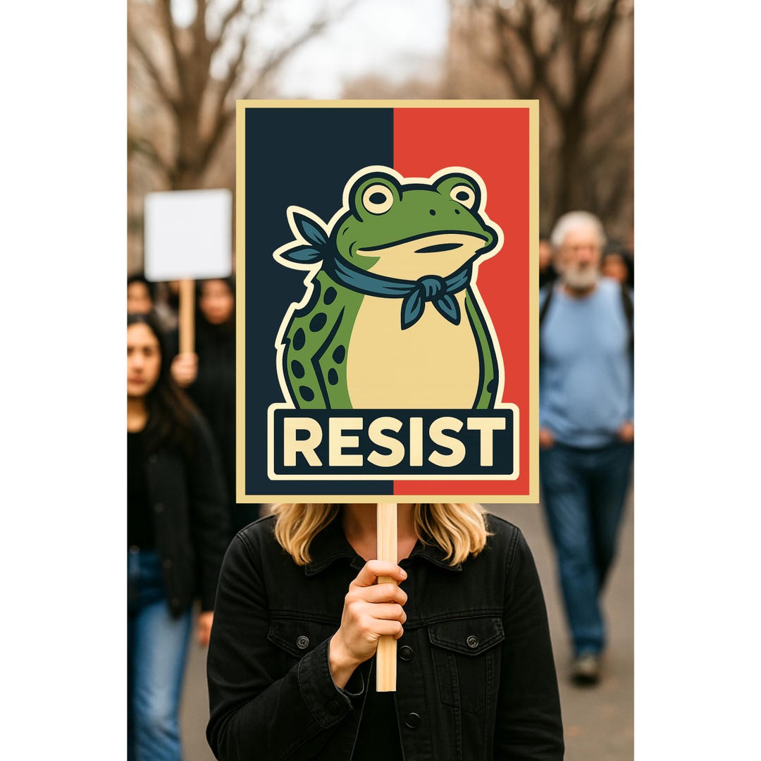 Portland Frog Anti-ice Protest Sign, Anti-trump, No Kings in America ...