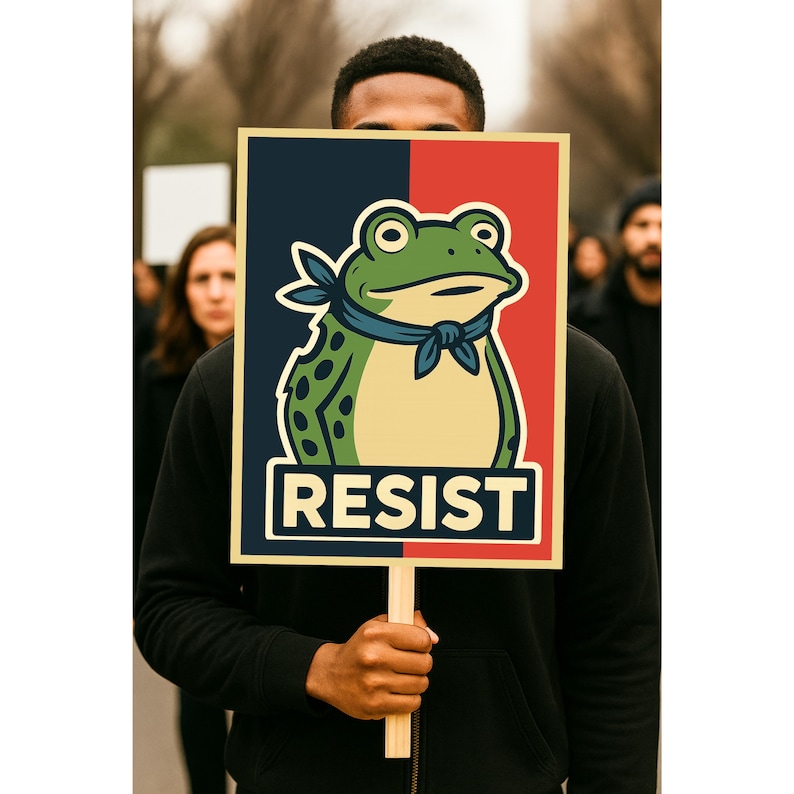 Portland Frog Anti-ice Protest Sign, Anti-trump, No Kings in America ...