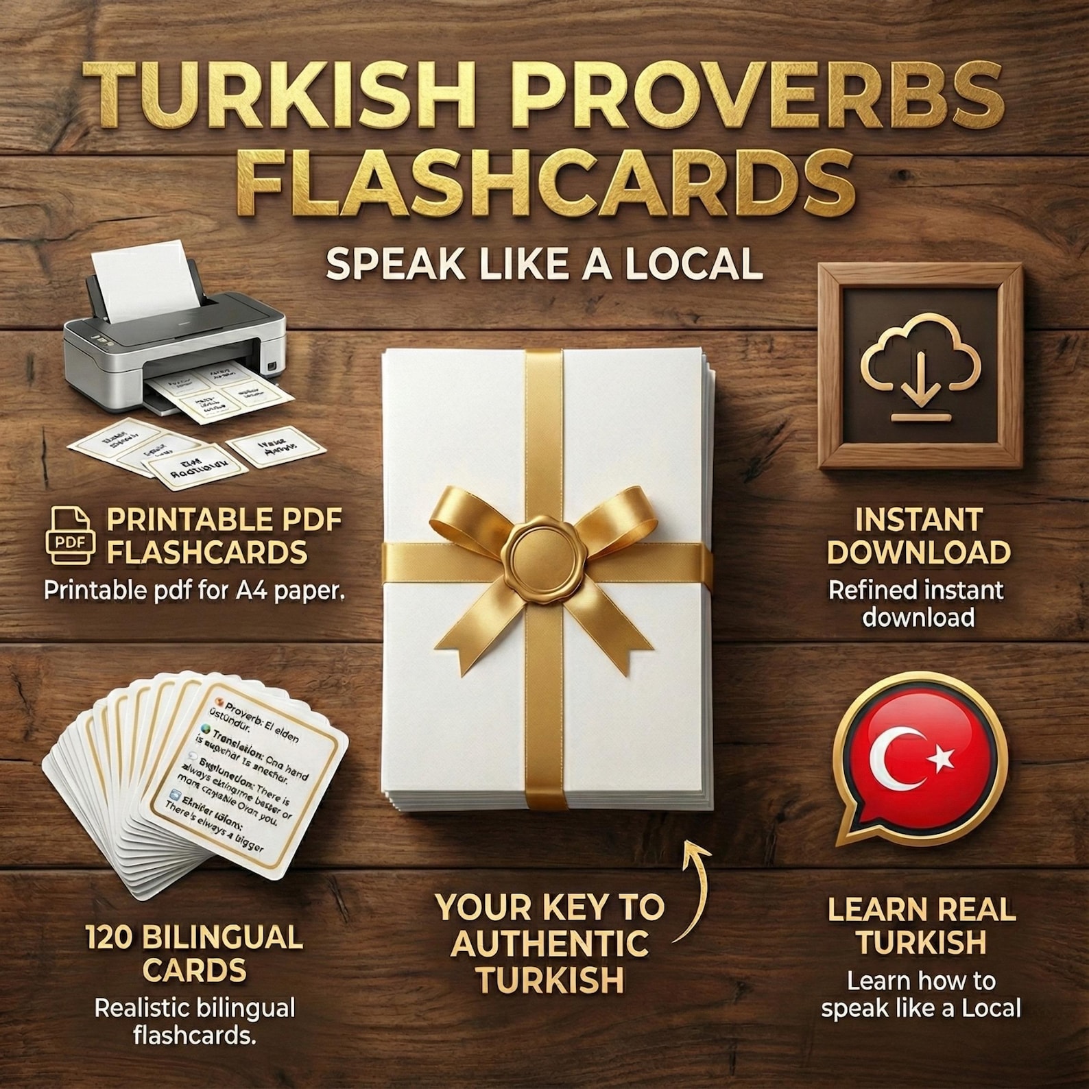 Turkish Proverbs Flashcards PDF – 120 Printable Idiom Cards, Fun ...