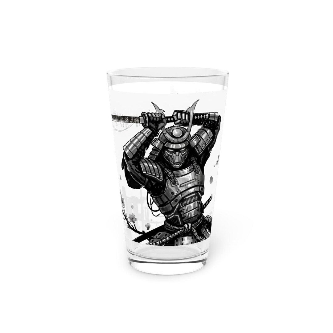 Samurai Warrior Pint Glass, 16oz | Unique Glassware, Gift for Men ...