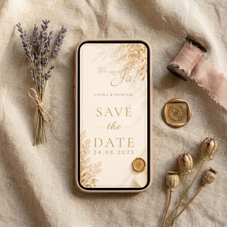 Digital Wedding Invitation Template, Save the Date Bundle, Editable ...