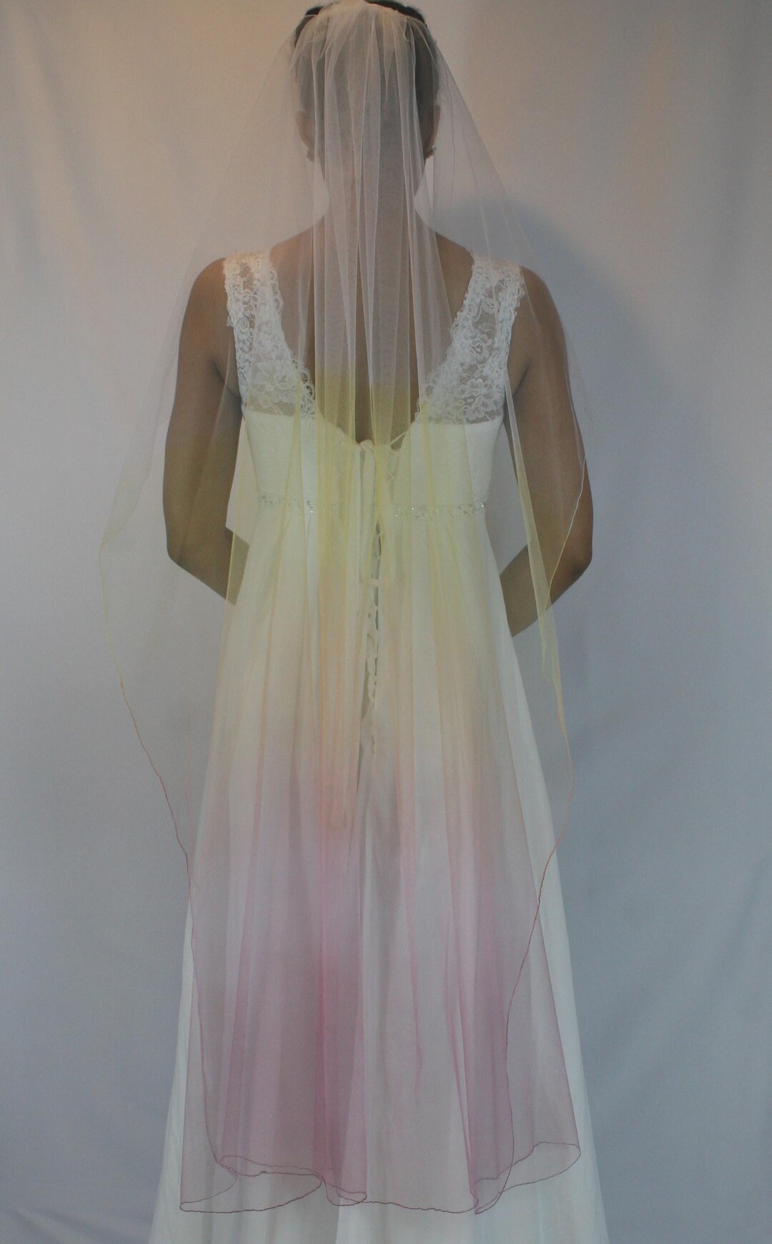 Colorful Wedding Veil. Hand-dyed Veil in Delicate Pastel Colors ...