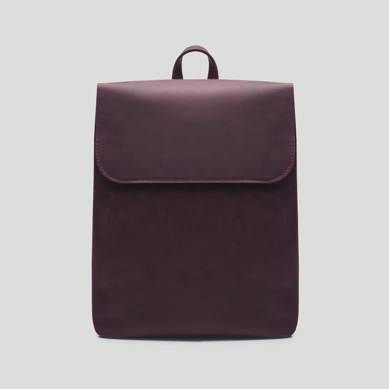 Unia Burgundy Leather Expandable Laptop Backpack – Vintage City Work ...