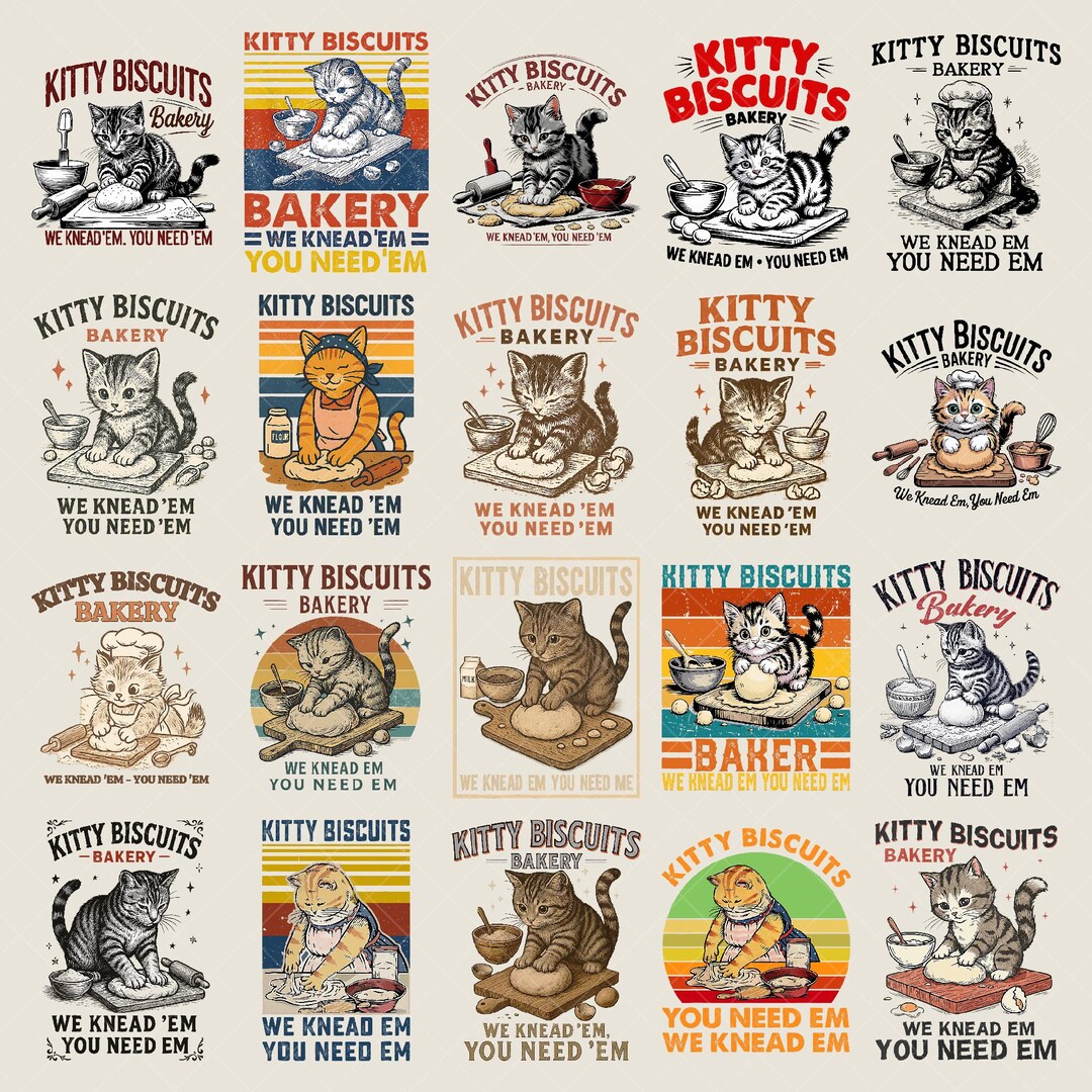 Kitty Biscuits PNG Bundle, Funny Cat Bakery We Knead Em You Need Em ...