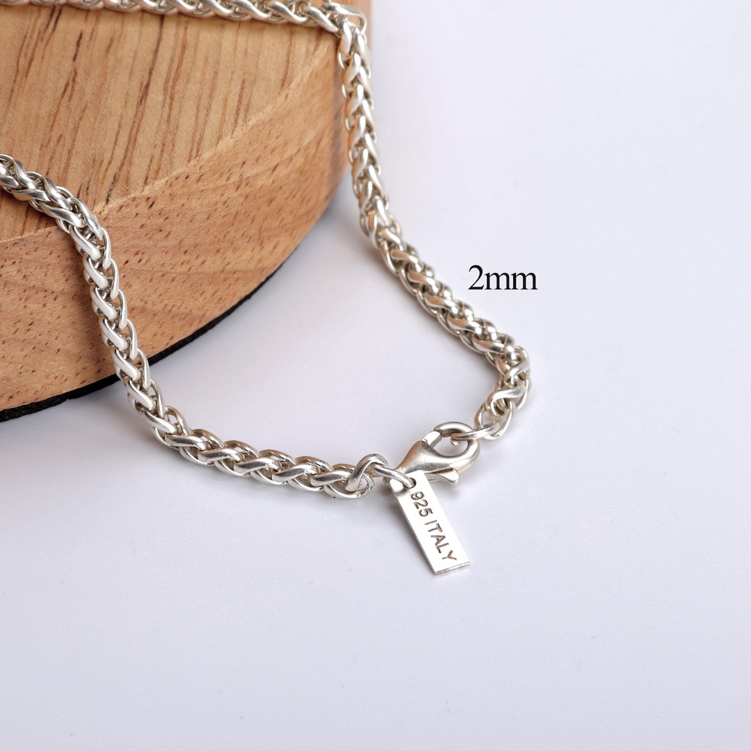 Silver Wheat Chain 2mm, 925 Sterling Silver Spiga Necklace - Etsy