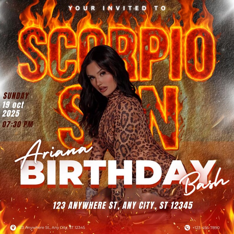 Animated Scorpio Birthday Flyer, Birthday Girl, Happy Birthday Flyer ...