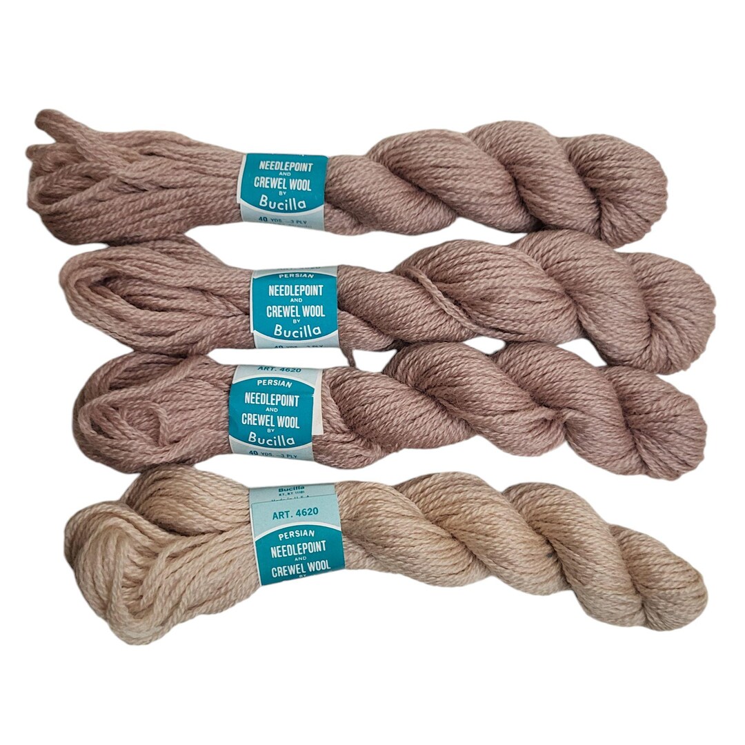 4 Bucilla Persian Needlepoint Crewel Wool Yarn Beiges #56 & #117 - 40 ...