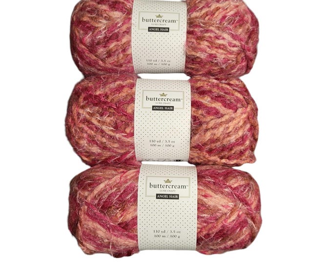 3 Luxe Craft Buttercream Angel Hair Yarn 'multi Pink' Wool Blend - 100g ...