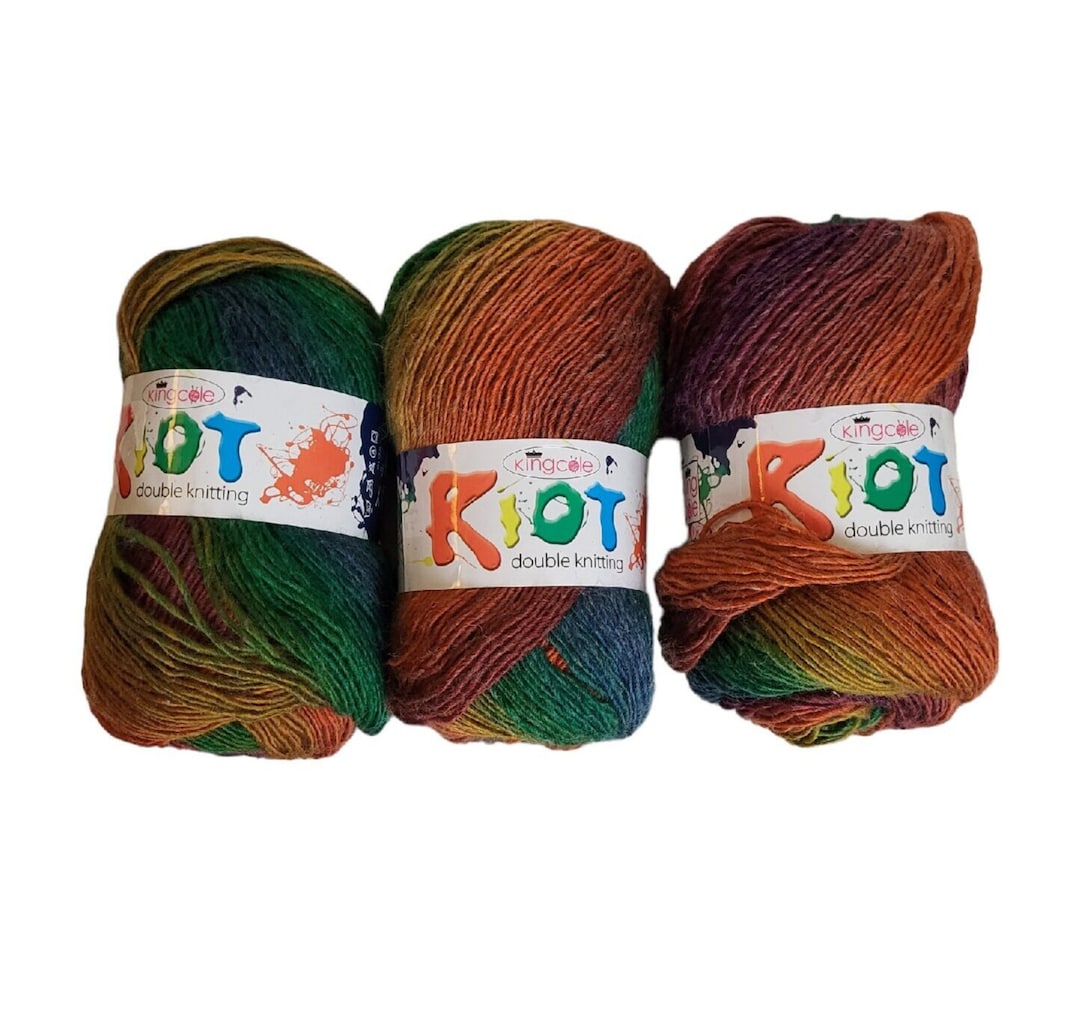 3 King Cole Riot DK Yarn 1841 Autumn Self-striping Wool Blend 100g ...