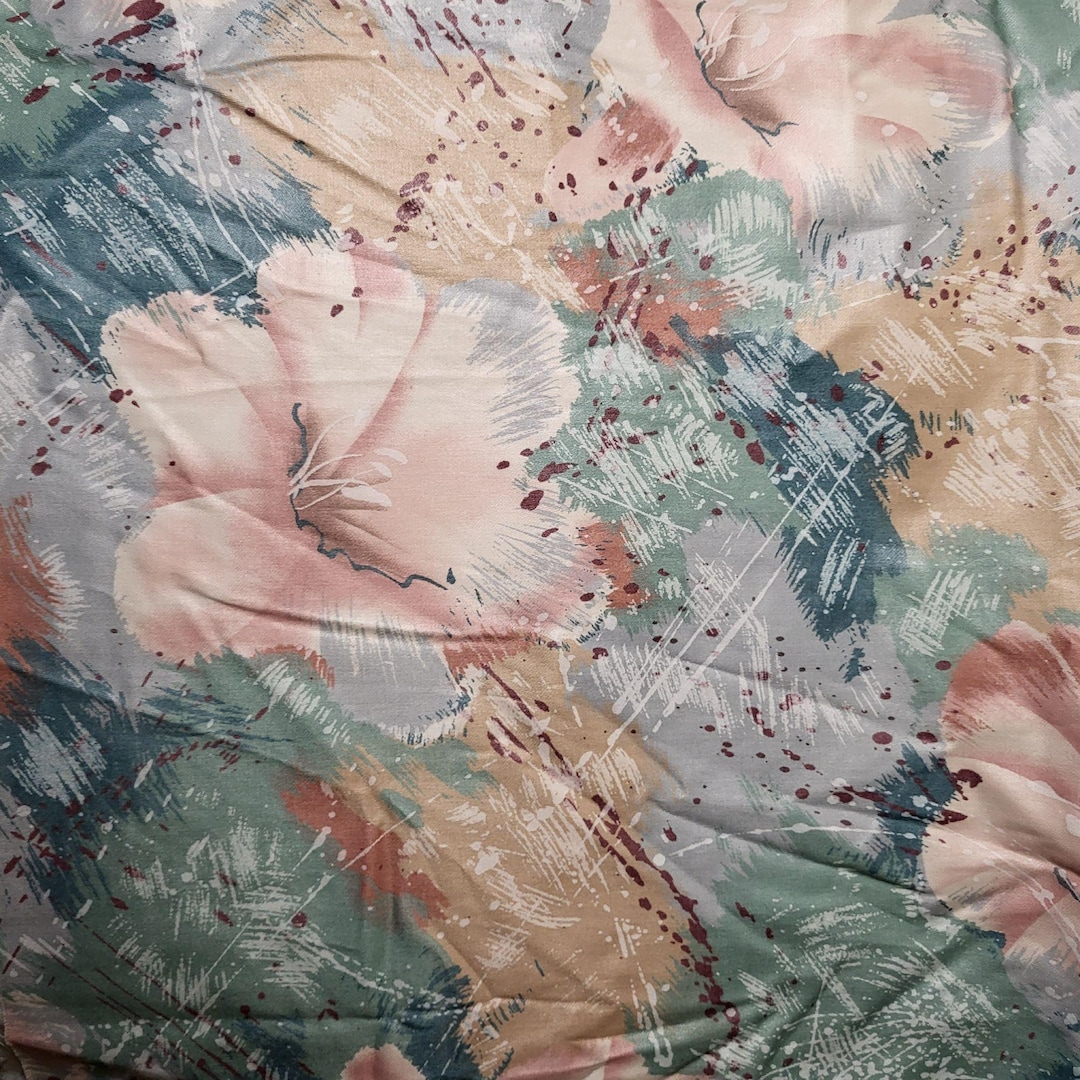 Vtg 1980s Stanley King Decorator Fabric Pink Green Floral Heavy Cotton ...