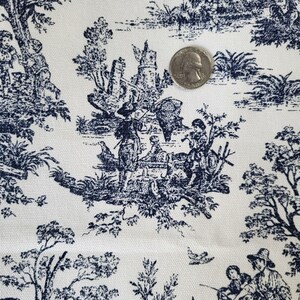 Dark Blue & White Toile Decorator Fabric French Country Heavy Cotton 2 ...