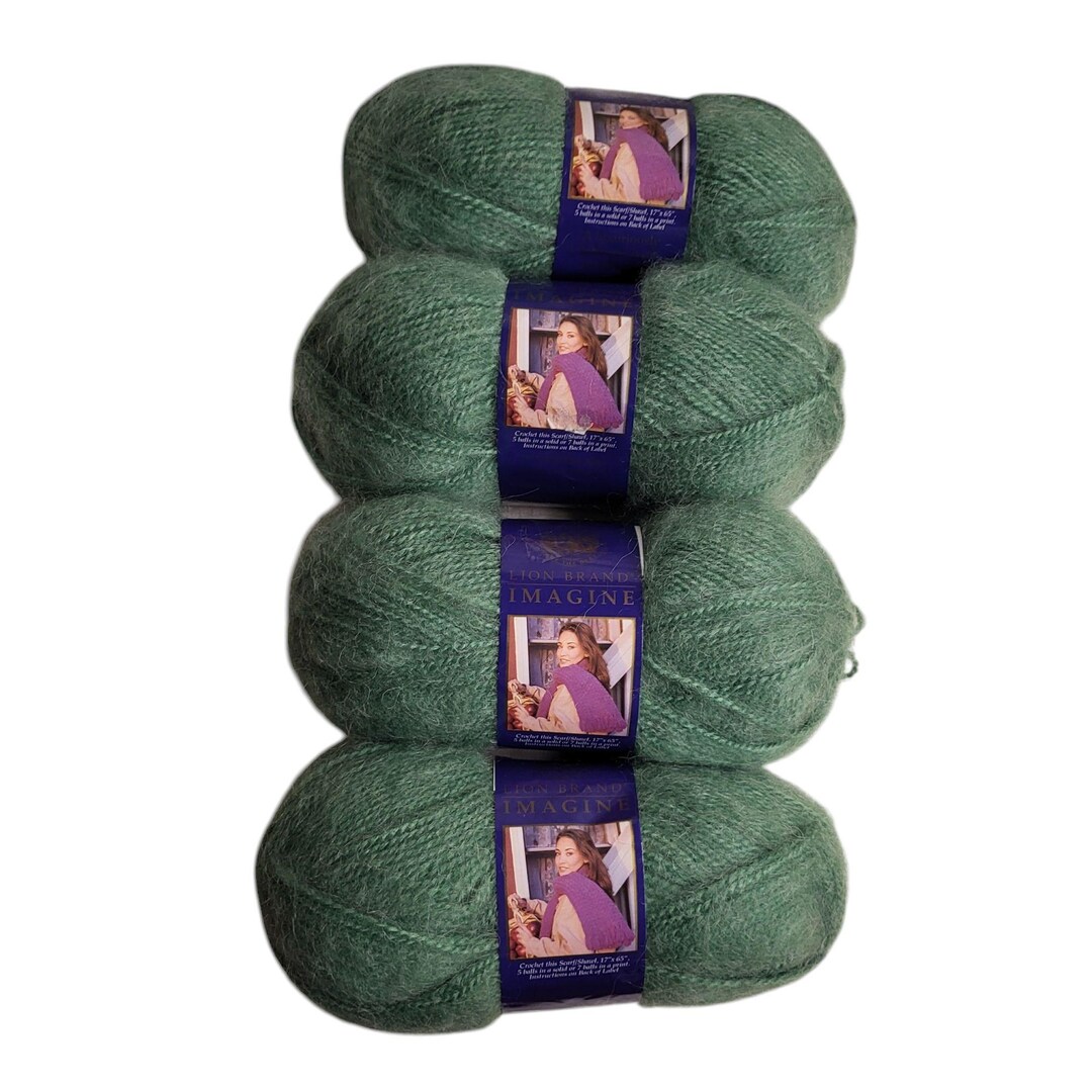 4 Lion Brand Imagine Yarn 173 'pine' Green Mohair Blend 70g Skeins - Etsy