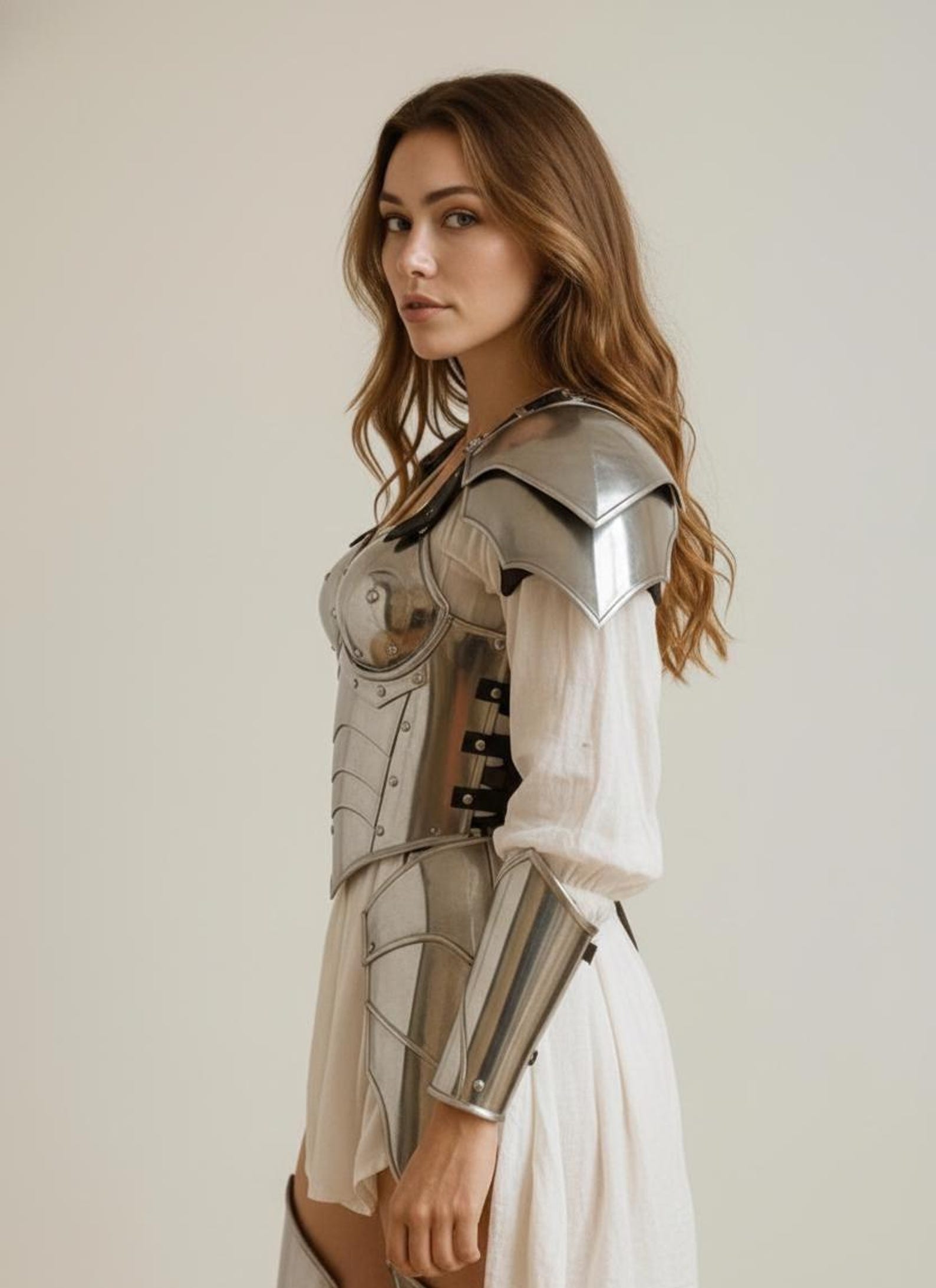 Medieval Female Warrior Armor – Handmade Steel Breastplate & Pauldrons ...