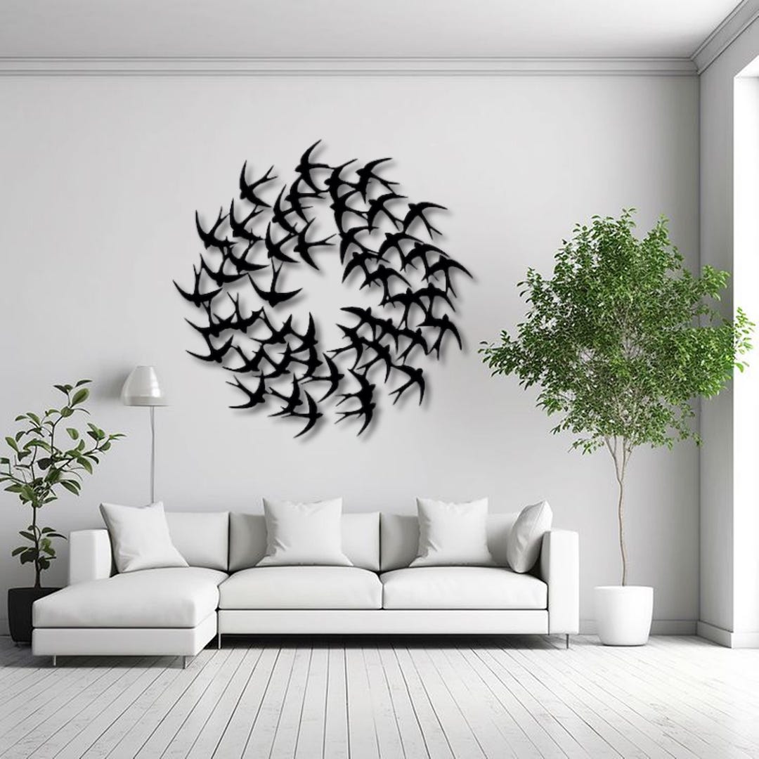 Metal Bird Flock Wall Decor, Flying Swallows Art, Modern Wall Sculpture ...