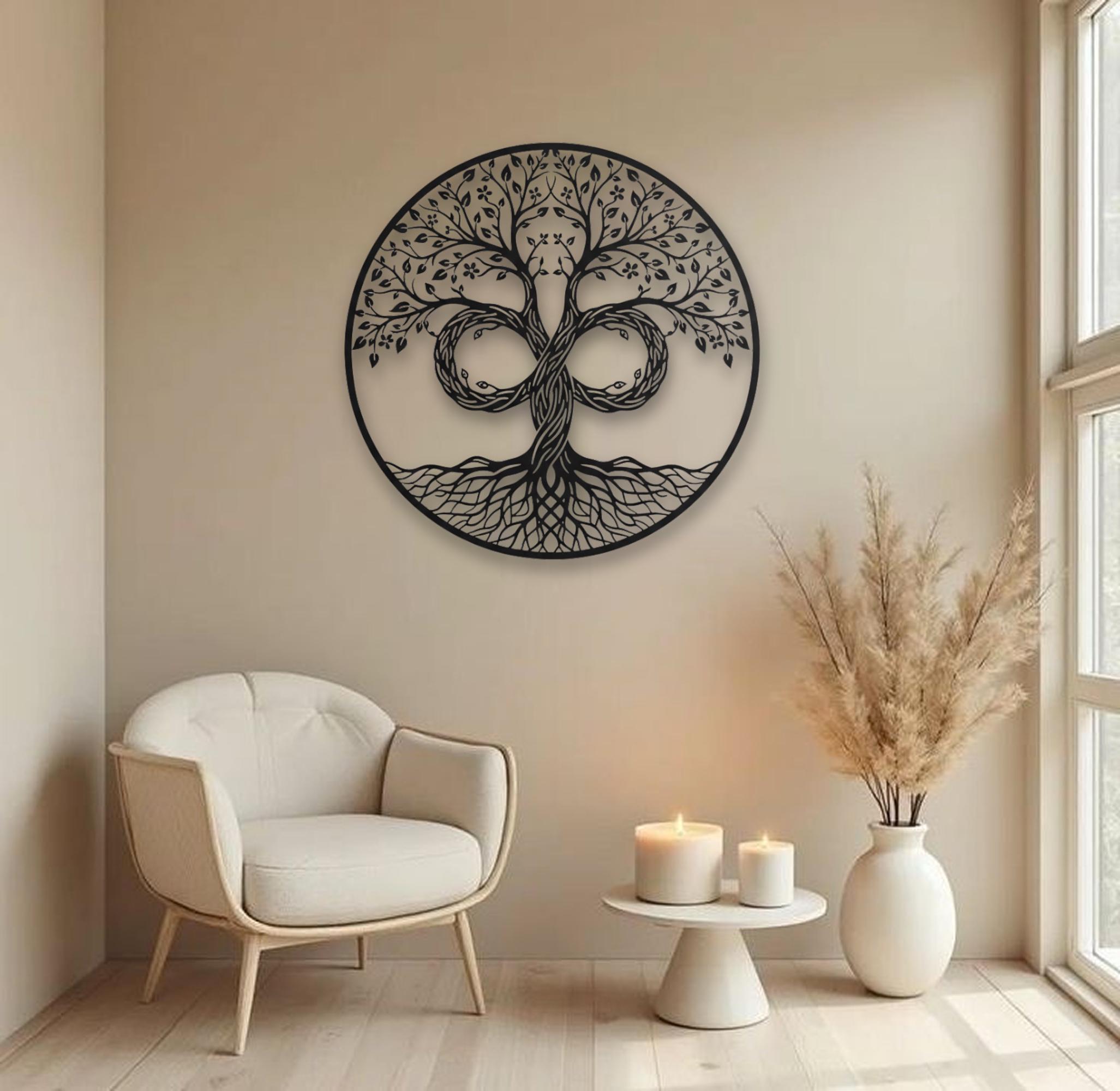 Infinity Tree of Life Metal Wall Art, Steel Family Roots Decor - Etsy