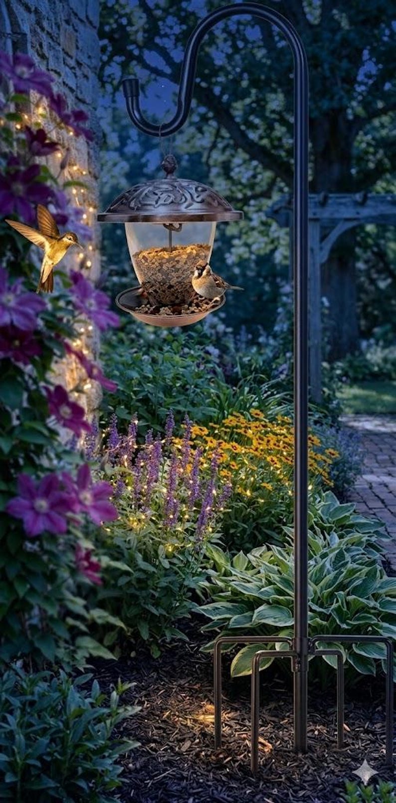 62" Heavy Duty Shepherd Hook – Garden Pole With 5-prong Base for ...