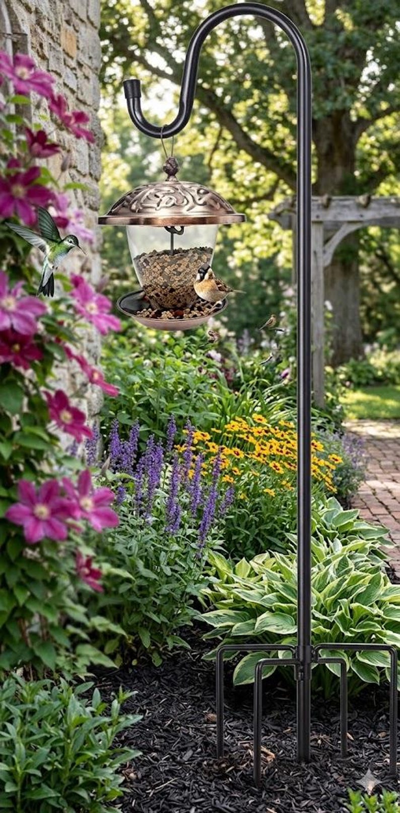 62" Heavy Duty Shepherd Hook – Garden Pole With 5-prong Base for ...