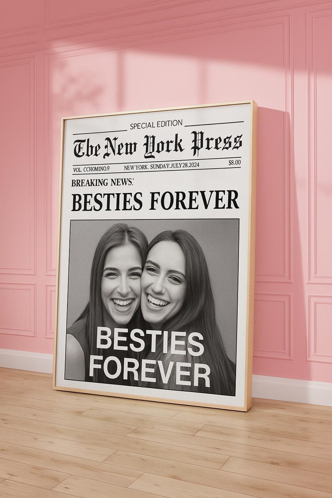 Custom Newspaper Print for Best Friend | Personalized BFF Friendship ...