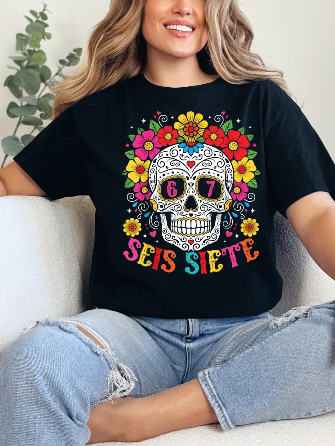 Funny Sugar Skull PNG: Seis Siete Meme, Dia De Los Muertos (digital ...