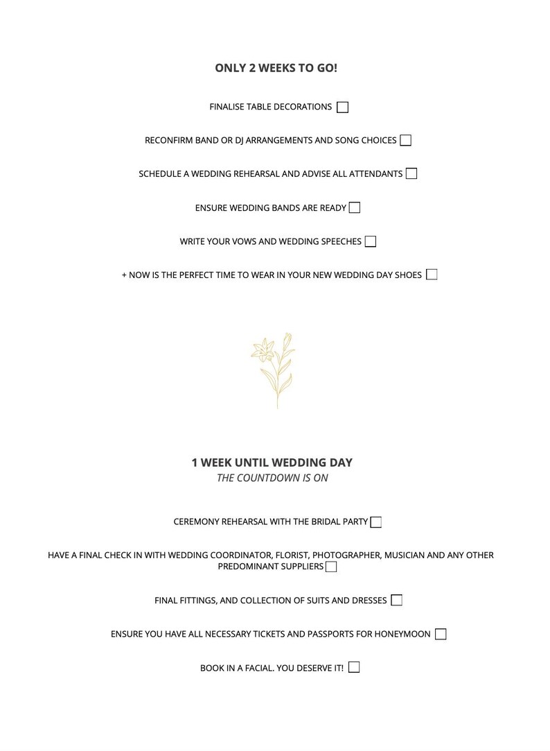 Wedding Planning Checklist: Step-by-step Guide (printable PDF Download ...