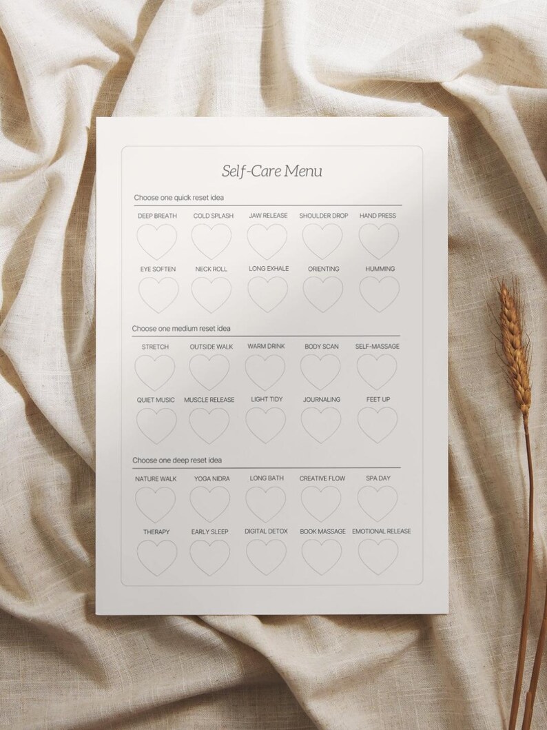 Self-care Menu Printable | Mental Health Wellness Poster | Stress ...