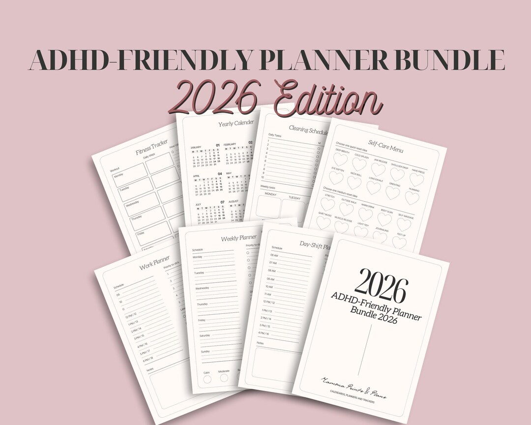 2026 Aesthetic ADHD Planner Bundle | Neurodivergent Daily, Weekly ...