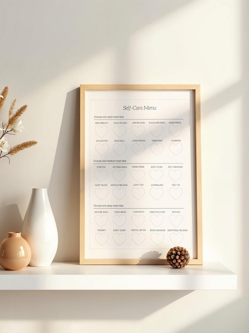 Self-care Menu Printable | Mental Health Wellness Poster | Stress ...