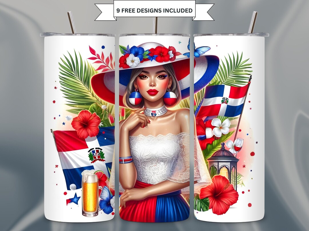Dominican Republic Pride Tumbler Wrap DR Flag Design Dominicana Girl ...