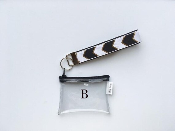 Clear Vinyl Zip Coin Pouch Key Fob Wristlet Key Chain Monogram | Etsy