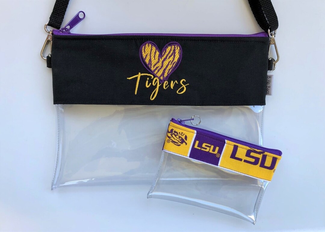 Clear Vinyl Stadium Concert Crossbody Zipper Custom LSU Tigers ...