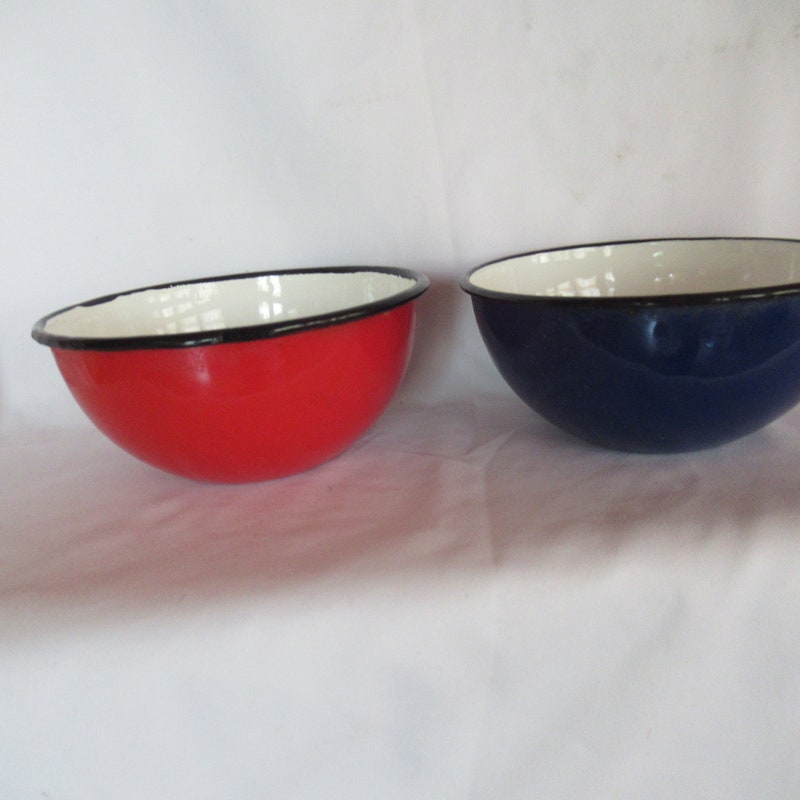 Red Enamel Bowl - Etsy